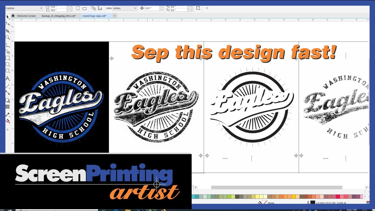 CorelDRAW 2019 tutorial on color separations for awesome round logo ...