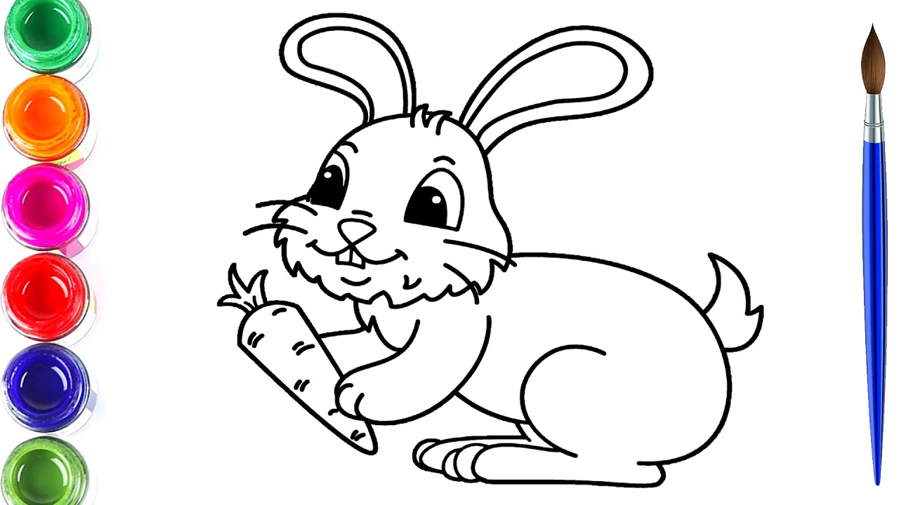 Rabbit With Carrot Drawing, Painting, Coloring for Kids & Toddlers ...