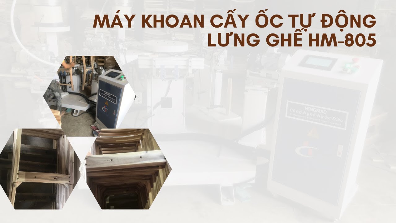 máy khoan cấy ốc tự động lưng ghế HM 805 bàn giao tại bình dương - YouTube