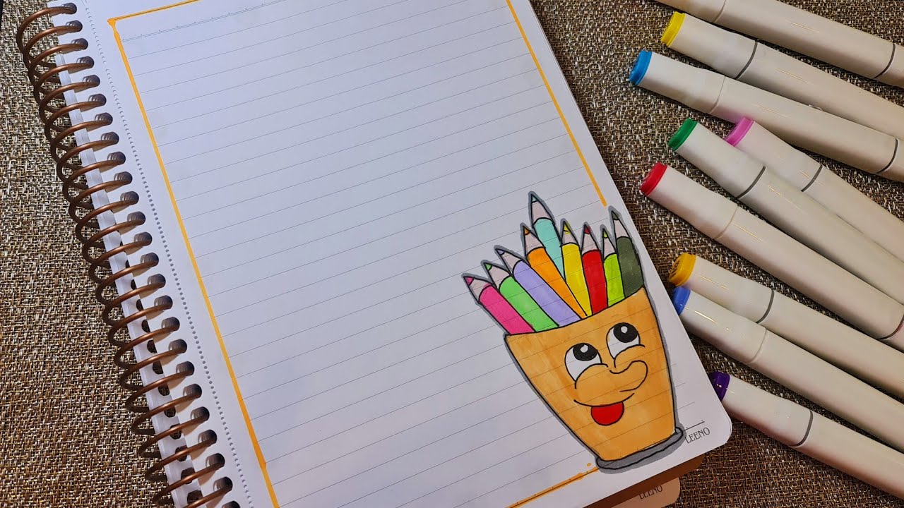 رسم سهل لتزيين الدفاتر تزيين دفاتر المدرسة Youtube