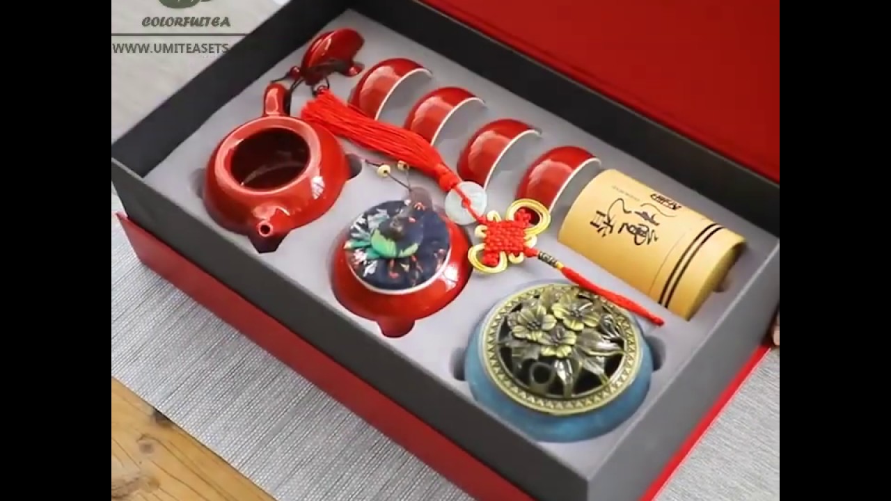 Chinese Red Tea Set With Gift Box - YouTube