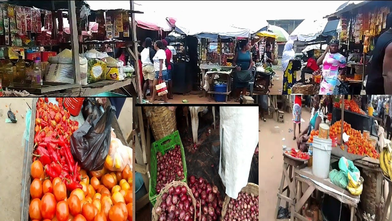 Typical African village market in Owerri. Cost of living in Nigeria ...