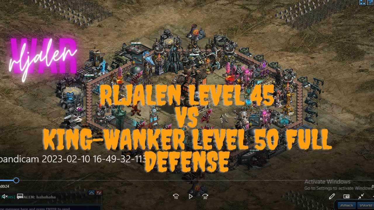 War Commander RLJALEN level 45 VS King-Wanker level 50 full defense ...