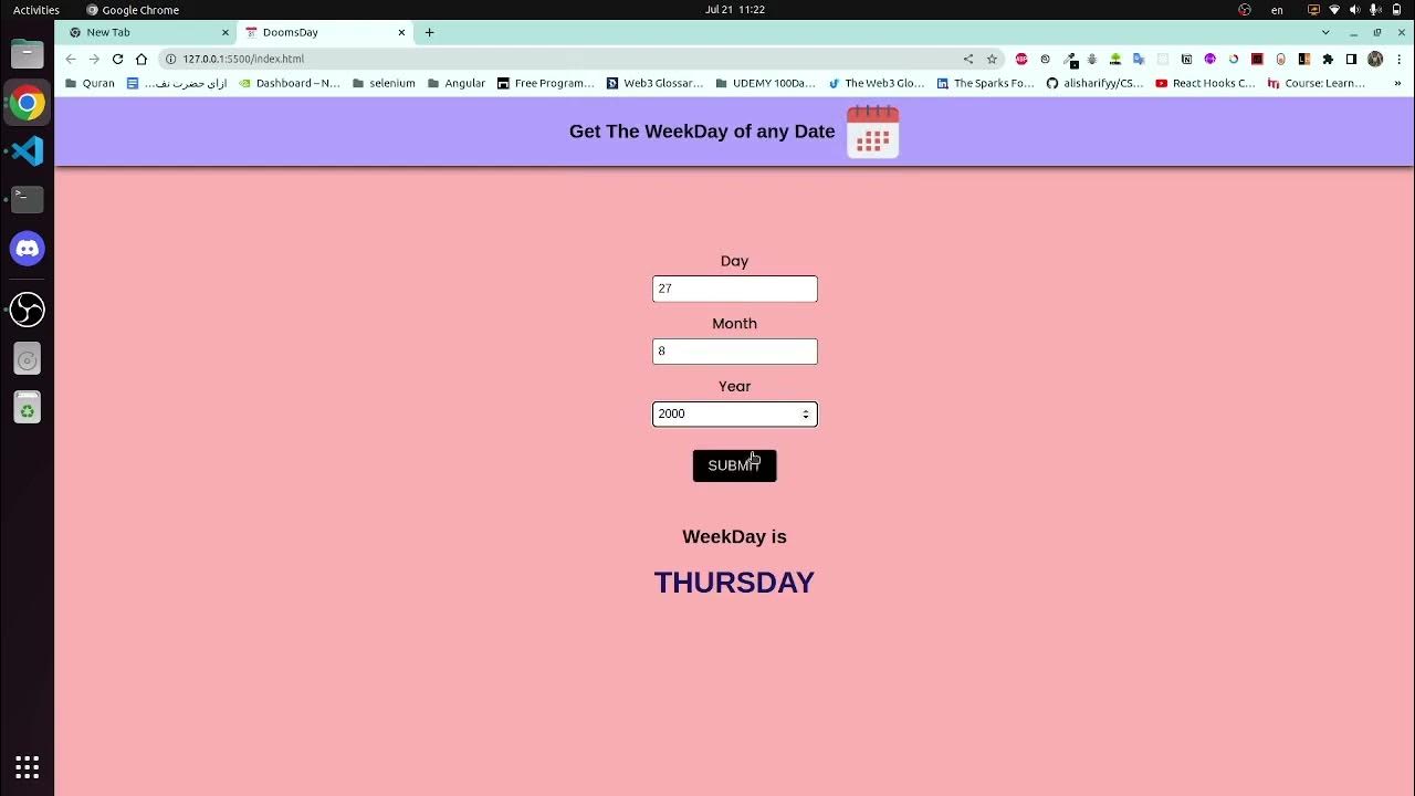 DoomsDay Algorithm deployed on a website. - YouTube