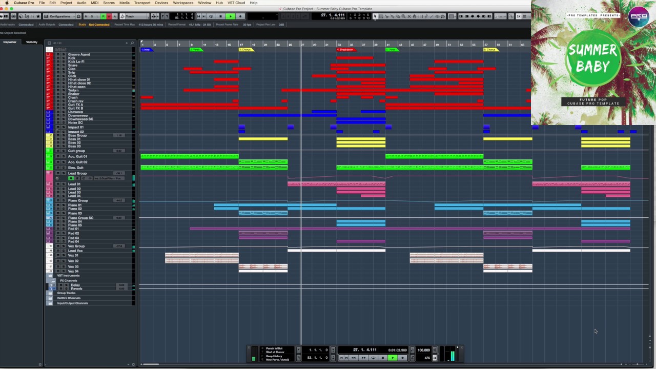Future Pop Cubase Pro Template Summer Baby - YouTube