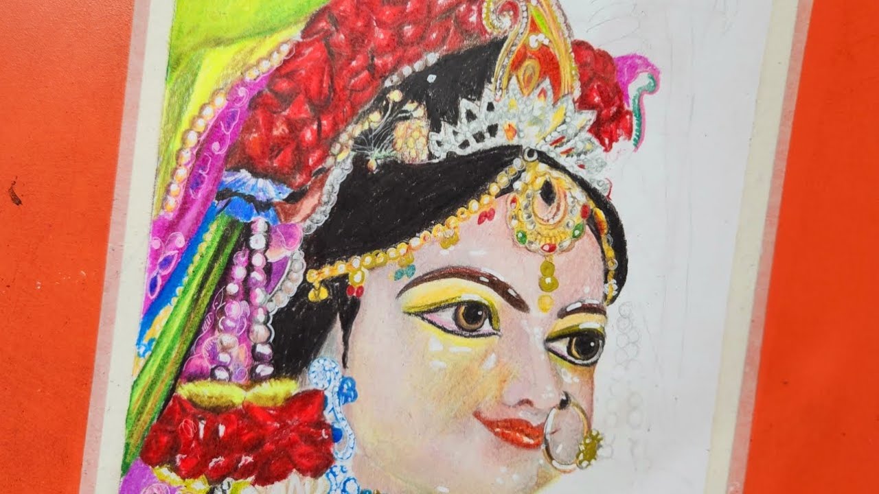 Radha Rani drawing tutorial using pencil color - YouTube