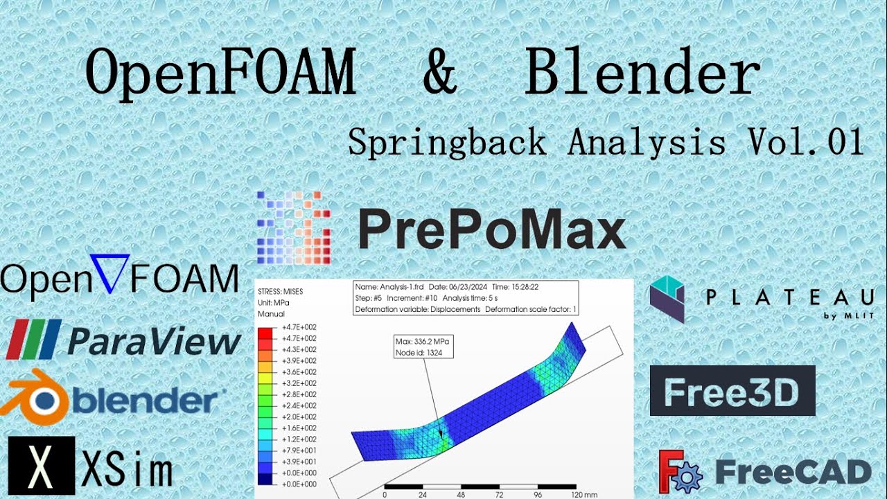 OpenFOAM ＆ Blender : Springback Analysis Vol.01 Simulation - YouTube