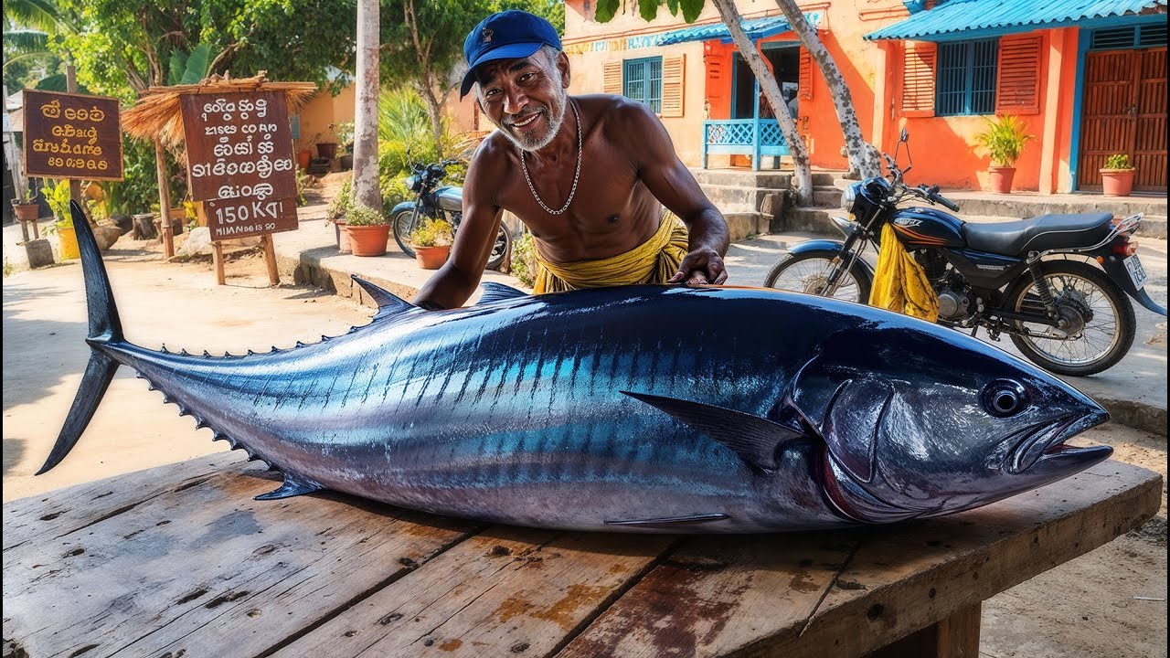 Amazing Bluefin Tuna Cutting - 150KG Monster Fish at Village Market ...