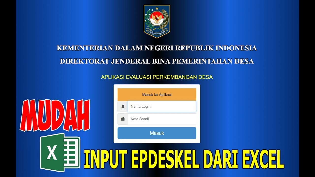 Cara Termudah Input Epdeskel dari Excel - KEMENDAGRI - YouTube