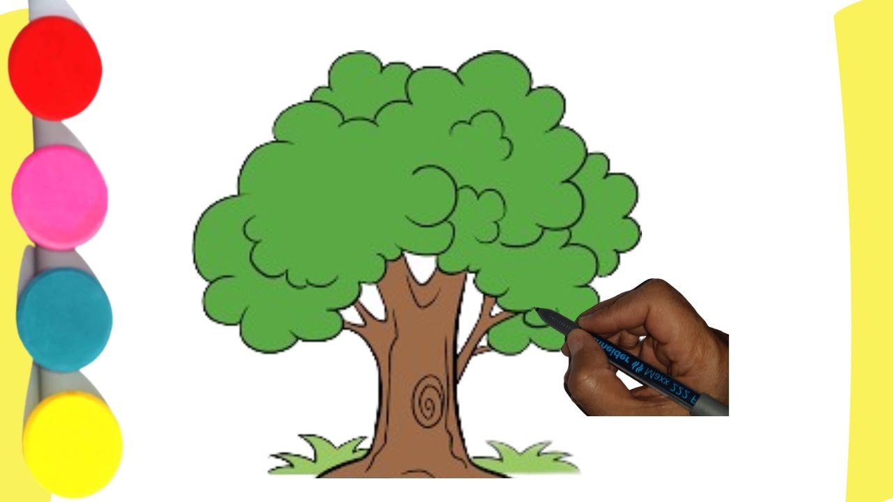 How to draw A Tree for kids | Tree Drawing, Painting, Coloring Toddlers ...
