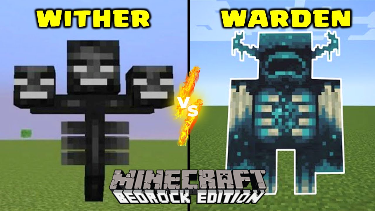 WITHER VS WARDEN IN MINECRAFT BEDROCK EDITION | NORMAL VS HARD MODE ...