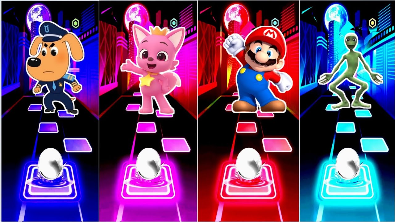 Sheriff Labrador 🆚 Pinkfong 🆚 Super Mario 🆚 Alien.🎶 Tiles Hop Edm Rush ...