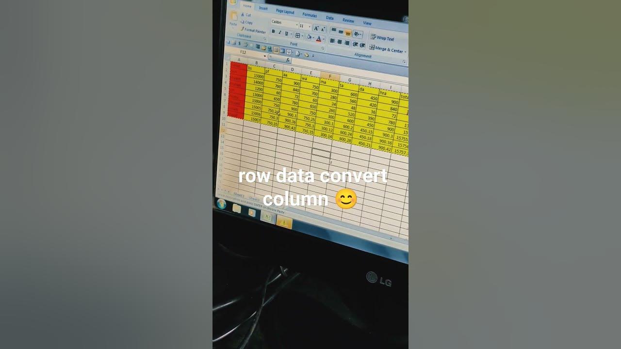 ROW COLUMN DATA CONVERT #computer #knowledge #excel #exceltips - YouTube
