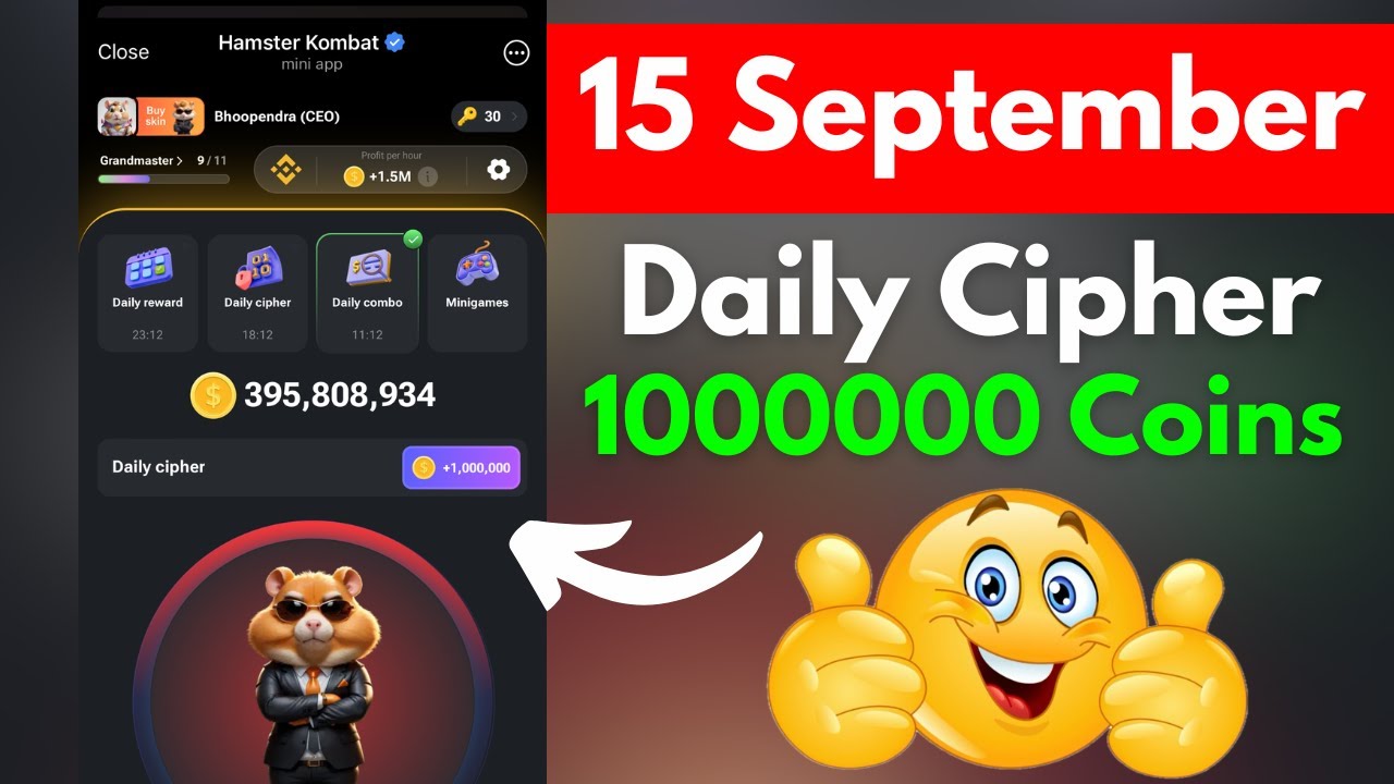 hamster kombat daily cipher today 1m coins | cipher code today | daily ...