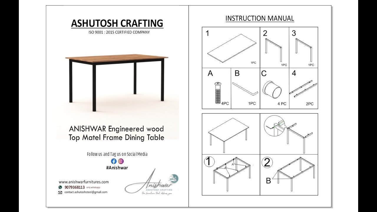 ANISHWAR Six Seater Dining Table Assembly Guideline - YouTube