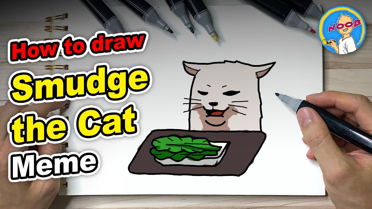 How to Draw Smudge the Cat Meme 如何畫女人吼貓的貓迷因 [Noob Draw] [菜鳥來畫畫] - YouTube