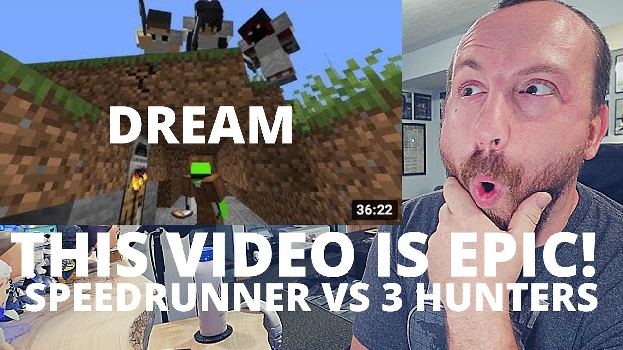 Dream Minecraft Speedrunner VS 3 Hunters (BEST REACTION!) ABSOLUTELY ...