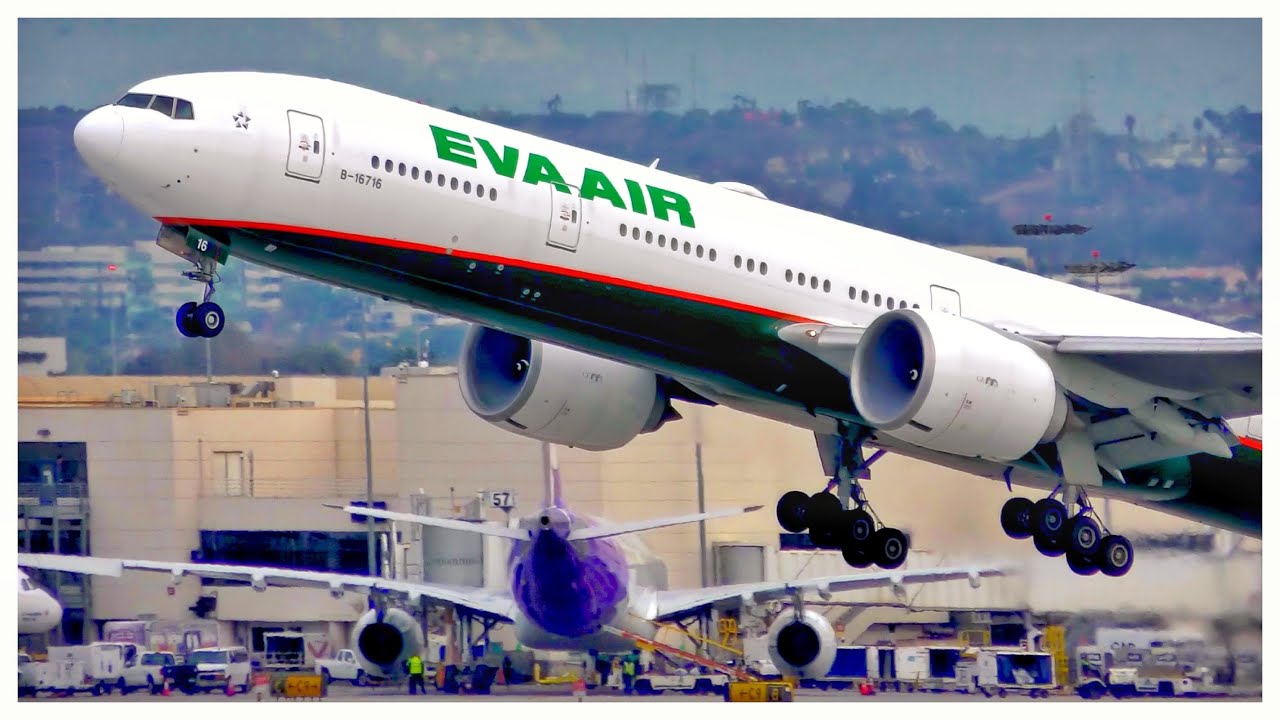 EVA Air Boeing 777-300(ER) Takeoff - YouTube