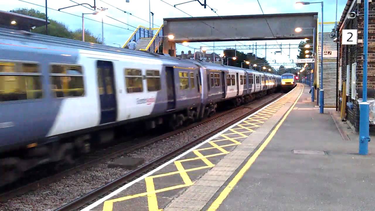 Class 321 departing and class 90 passing through - YouTube