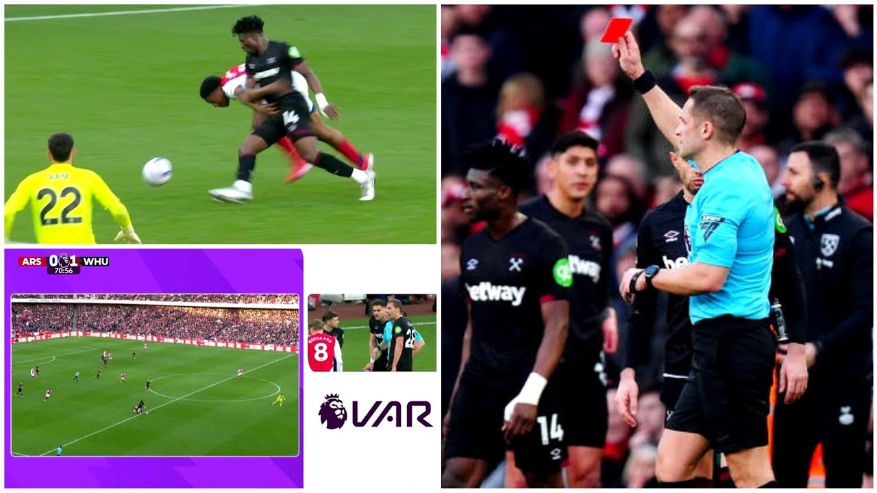 Arsenal star Myles Lewis-Skelly controversial red card vs West Ham ...