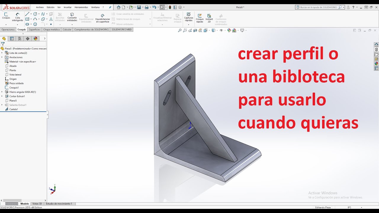 Soporte angular reforzado en Solidworks 2019 - YouTube
