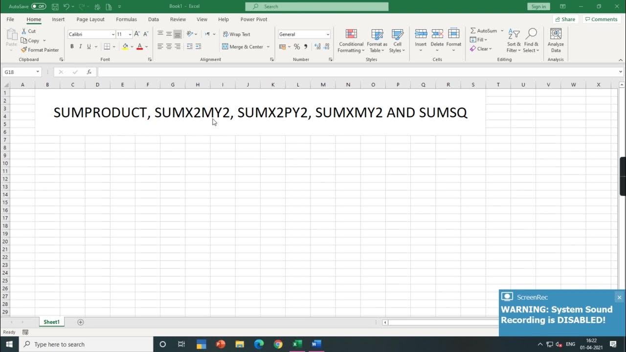 SumProduct Sumx2my2 Sumx2py2 formula - Excel Classes || Badoghey Tutorial - YouTube