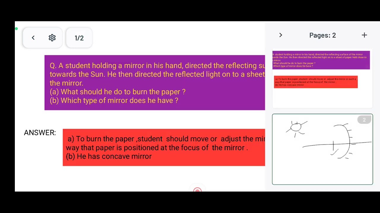 A student holding a mirror in his hand,directed the reflecting surface ...