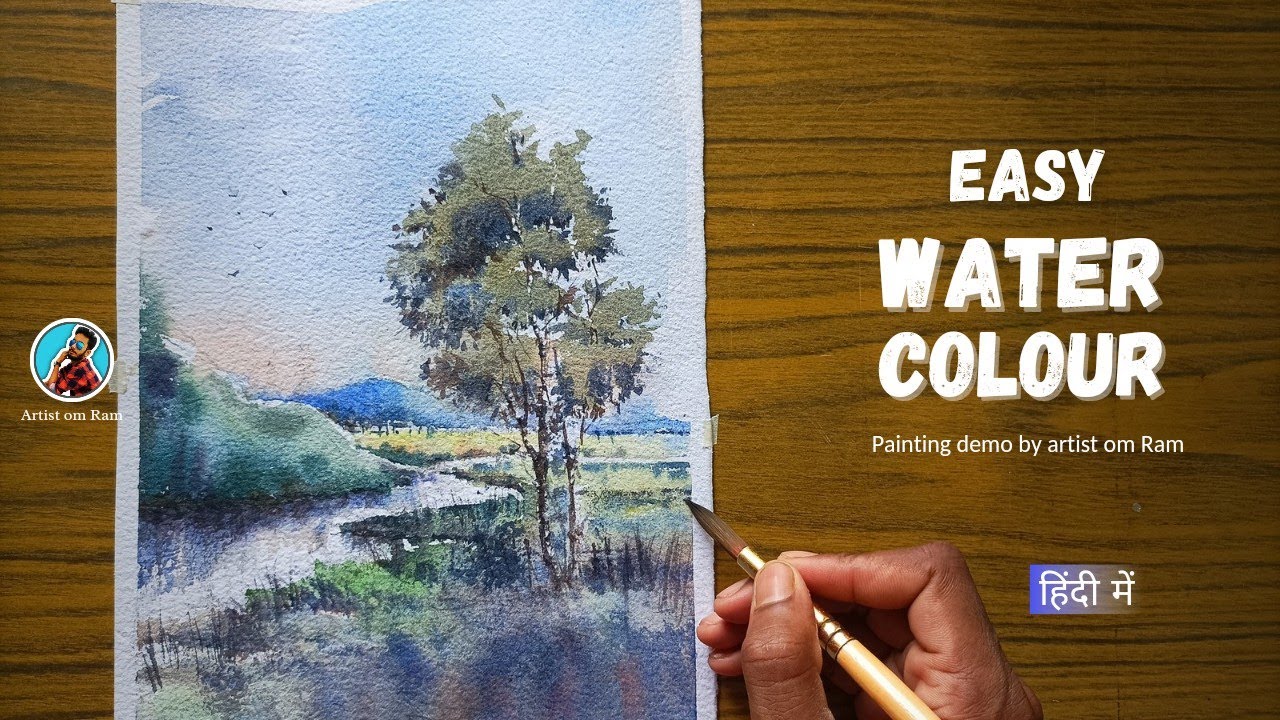 watercolor landscape tutorial for beginners || how to paint landscape ...