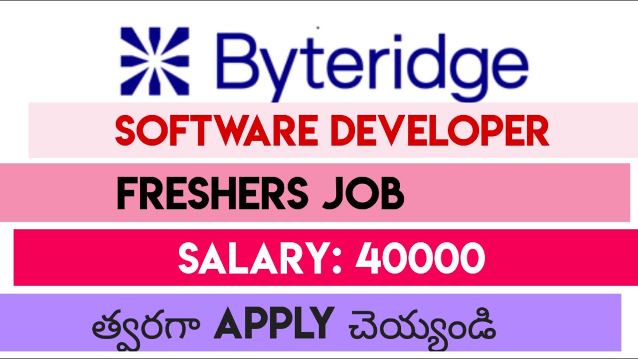 BYTERIDGE IS HIRING FOR SOFTWARE DEVELOPERS FRESHERS || @gopireddysir ...