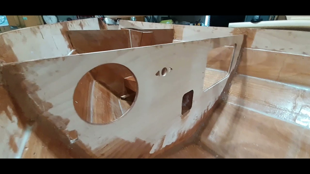 Lilou2 stitch and glue sailboat project, PT 15....installing fwd ...