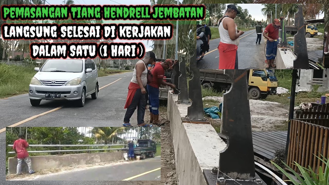 Proses Pemasangan Tiang Railing Jembatan Atau Pagar Jembatan. - YouTube