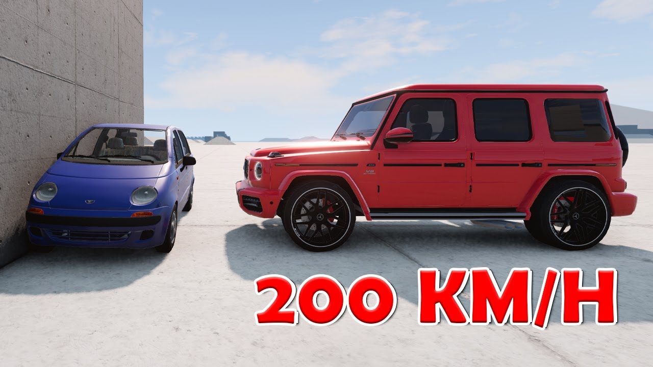 Daewoo Matiz vs Mercedes-Benz G63 200 KM/H - BeamNG Drive - YouTube