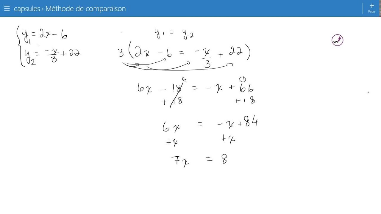 Résolution algébrique par la méthode de comparaison - YouTube