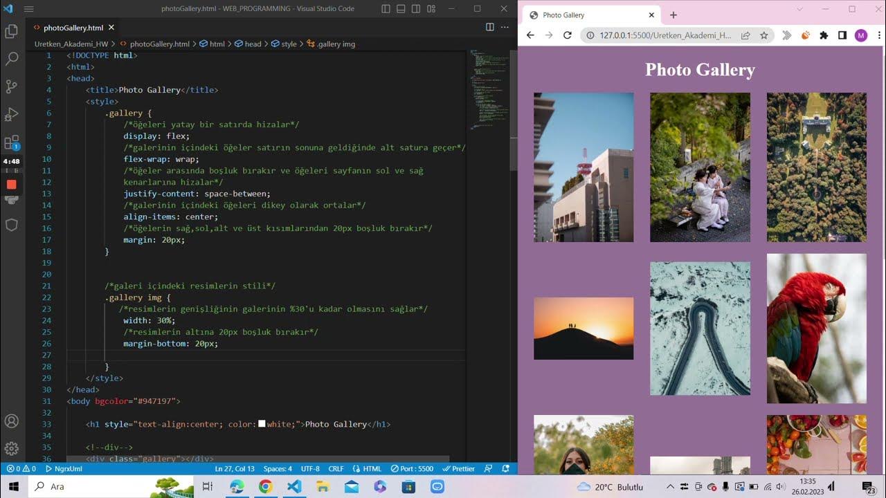 HTML CSS ve JavaScript Kullanarak Fotoğraf Galerisi Oluşturma | Üretken Akademi - YouTube