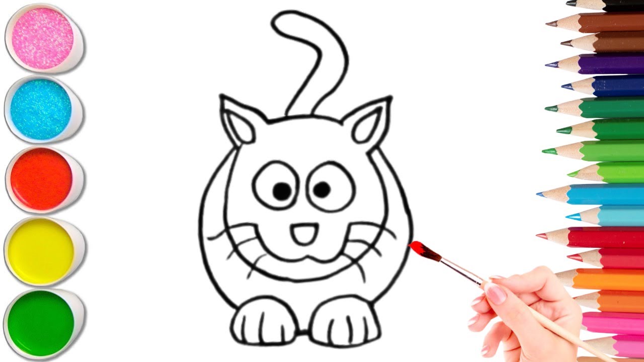 How To Draw cute Kitty Drawing, Painting & Coloring For Kids and ...
