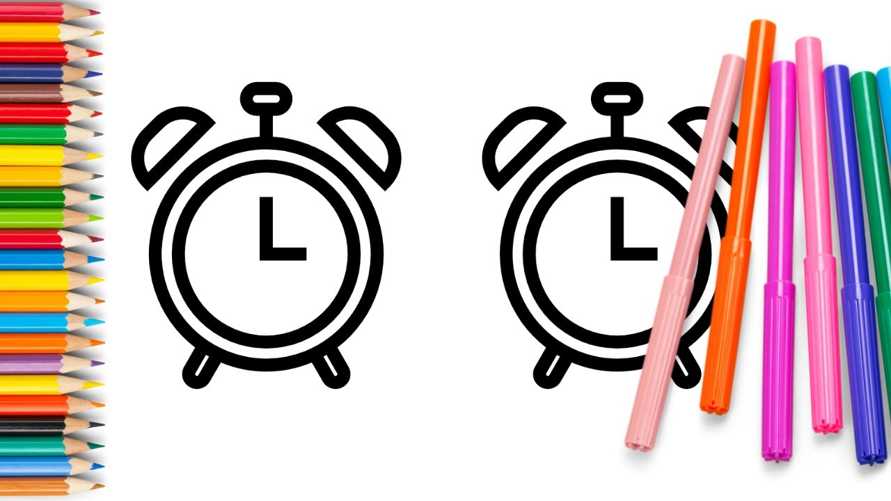 🎨 How to Draw Easy 2 Alarm Clock for Kids and Toddlers | Fun Painting ...