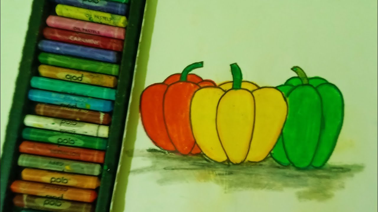 How to draw a capcicum drawing of kids step by step|| Vegetable drawing ...