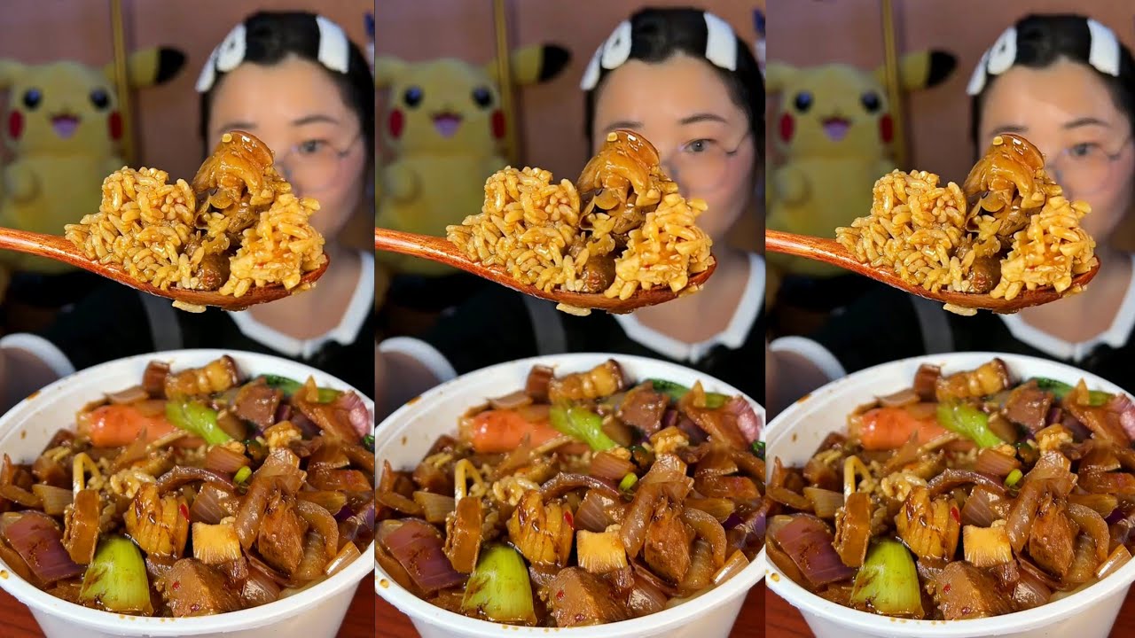 ASMR MUKBANG | Spicy Pork Belly Stew and Fried Rice | Spicy Food Eating ...