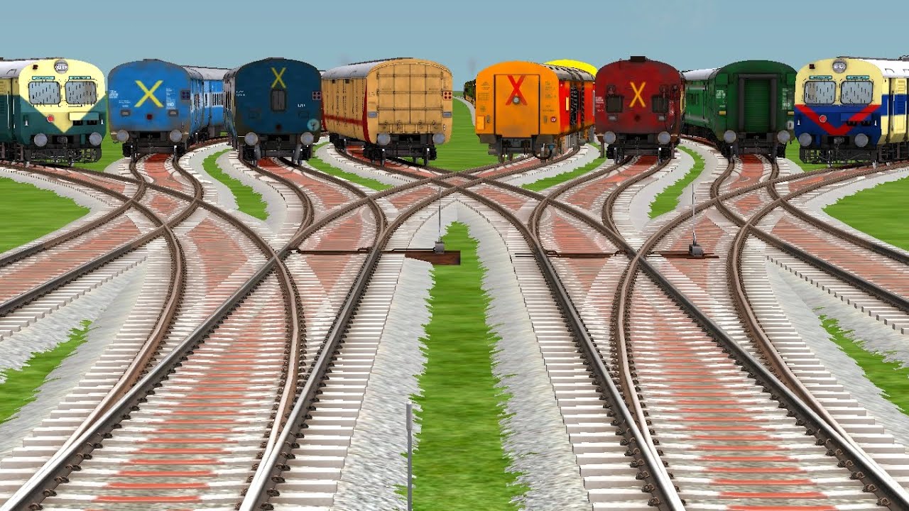 7 Trains Coupling At Curved Railroad Tracks / train sim world 4 ...