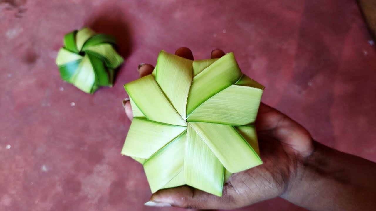 How to make palm star ball (coconut leaf) - YouTube