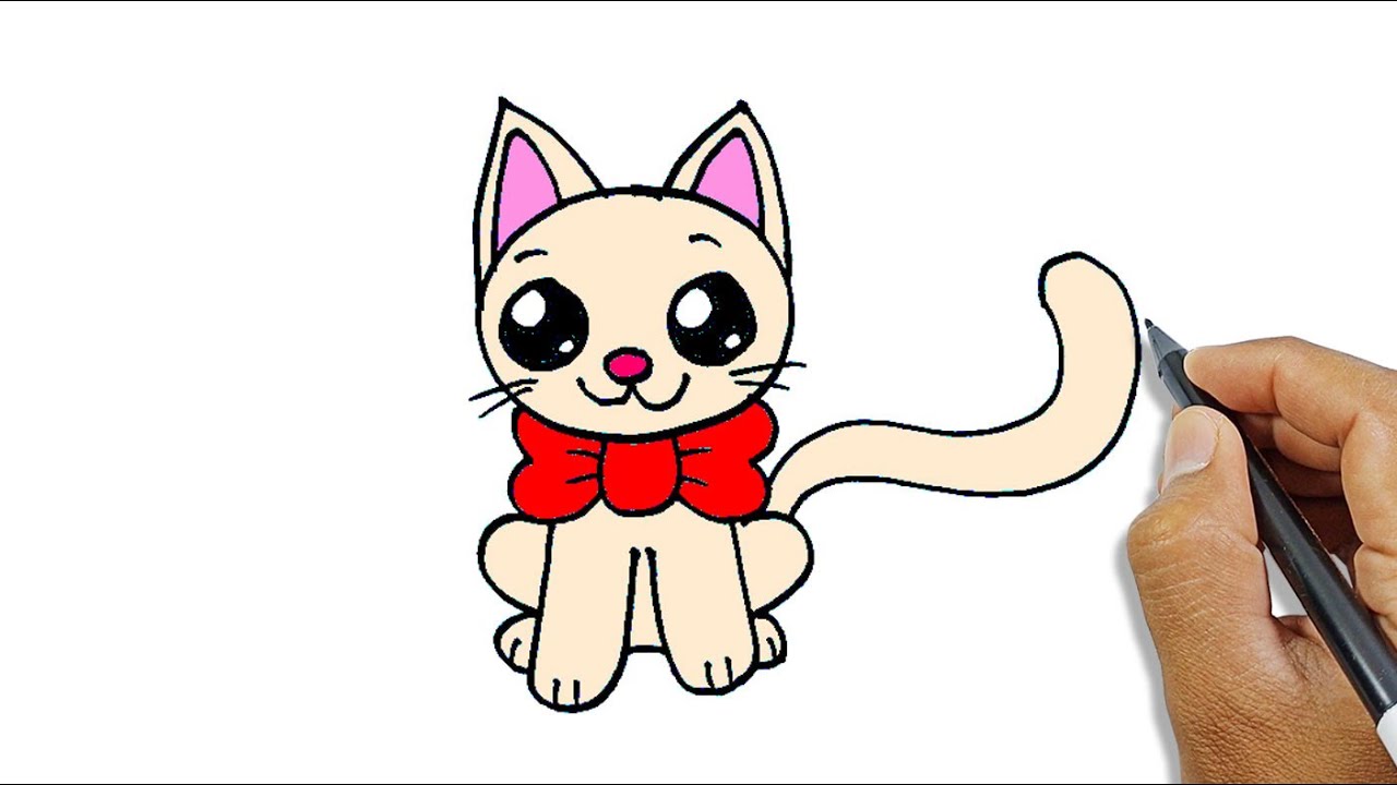 How do you draw a cat sitting down | Easy Drawing Ideas For Beginners ...