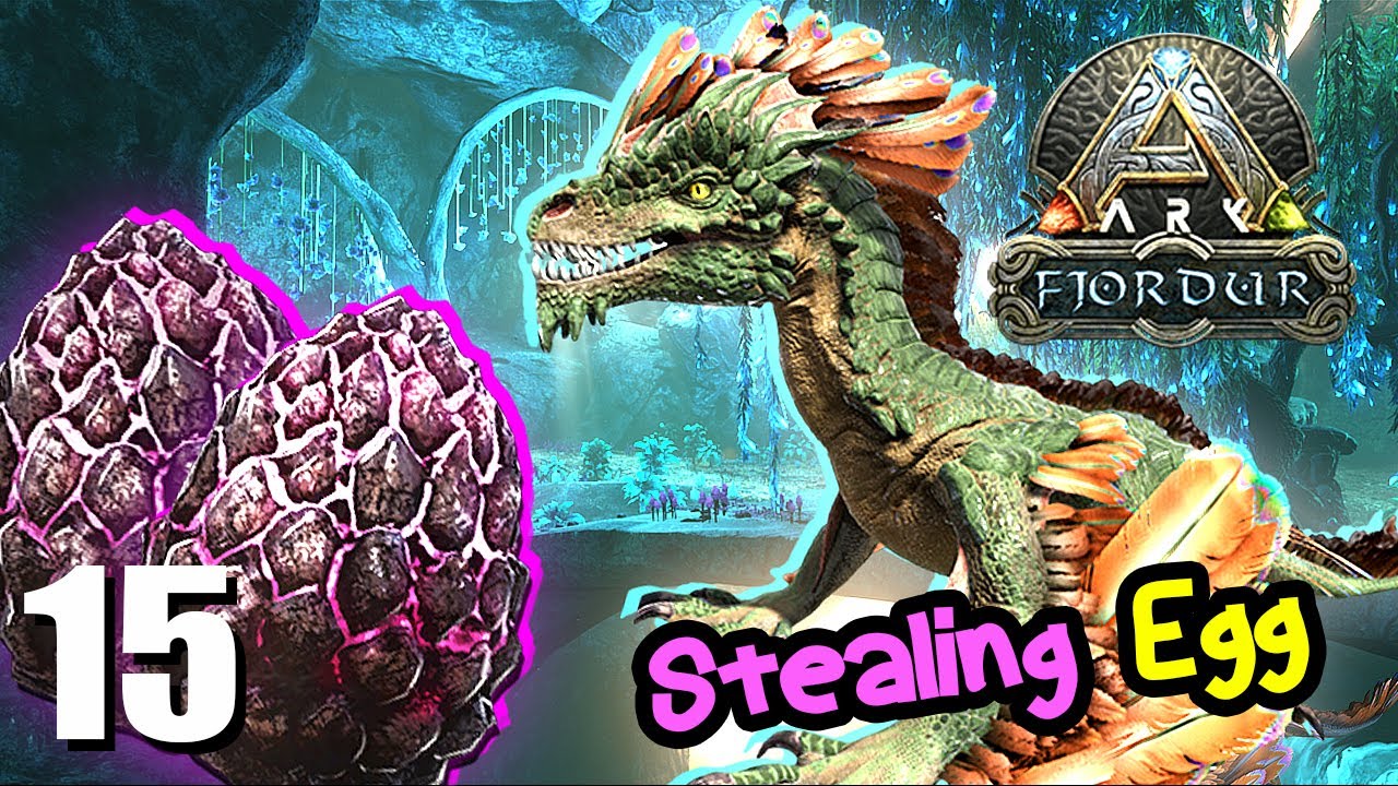 Stealing 2 Rock Drake Eggs from CAVE | Fjordur | ARK Survival Evolved P ...