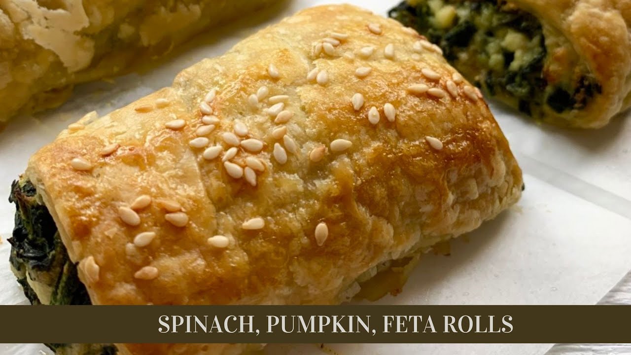 Spinach Pumpkin & Feta Puff Pastry Rolls - YouTube