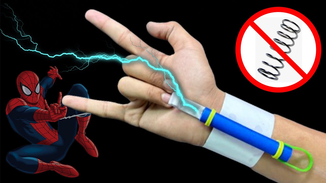 how to make web shooter with paper and rubber band | paper web shooter ...