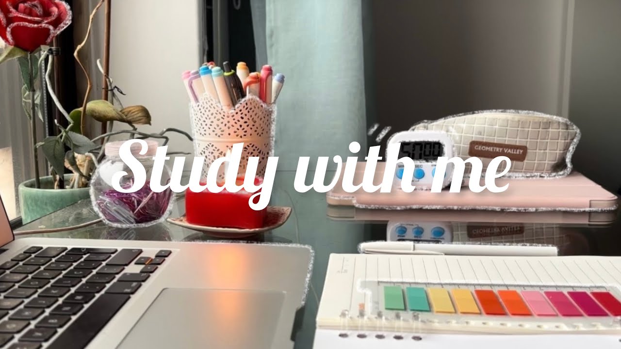 2 HOUR STUDY WITH ME 📚| timer + pomodoro 50/10 + rain sounds with fire ...