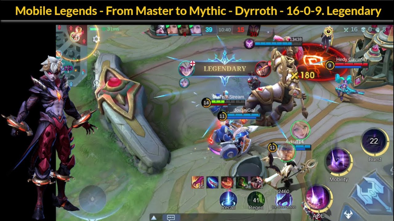 Mobile Legends - From Master to Mythic - Dyrroth - 16-0-9 - Legendary ...