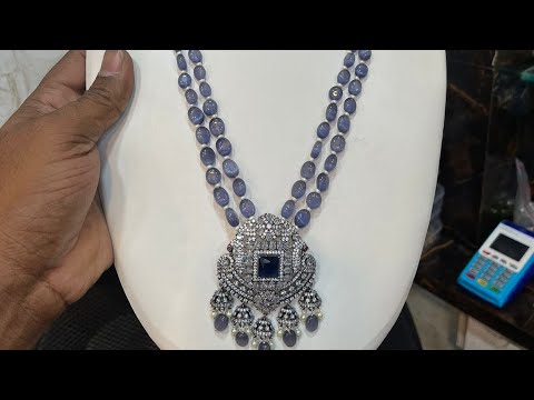 Lavender colour monalisa bead victorian rani haram with ear tops 2500 ...