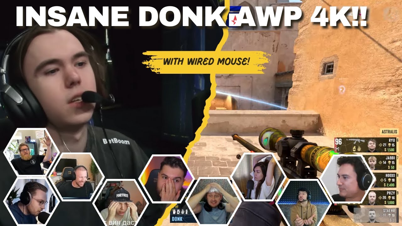 STREAMERS REACT TO DONK AWP 4K WITH WIRED MOUSE | CS2 | IEM KRAKOW ...