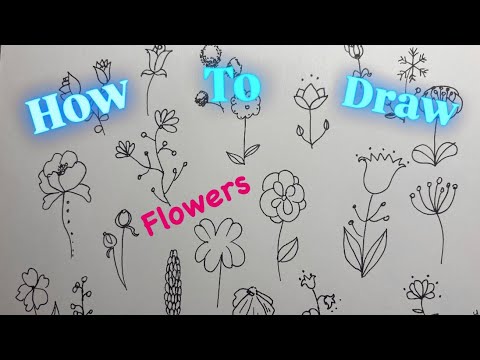 HOW TO DRAW FLOWERS? Drawing beautiful different flowers - YouTube