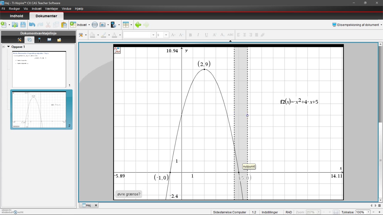 Toppunkt og nulpunkter for parabel - YouTube